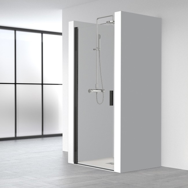 Mampara de ducha frontal 1 abatible PROFILTEK SERIE HADA PLUS en negro ...